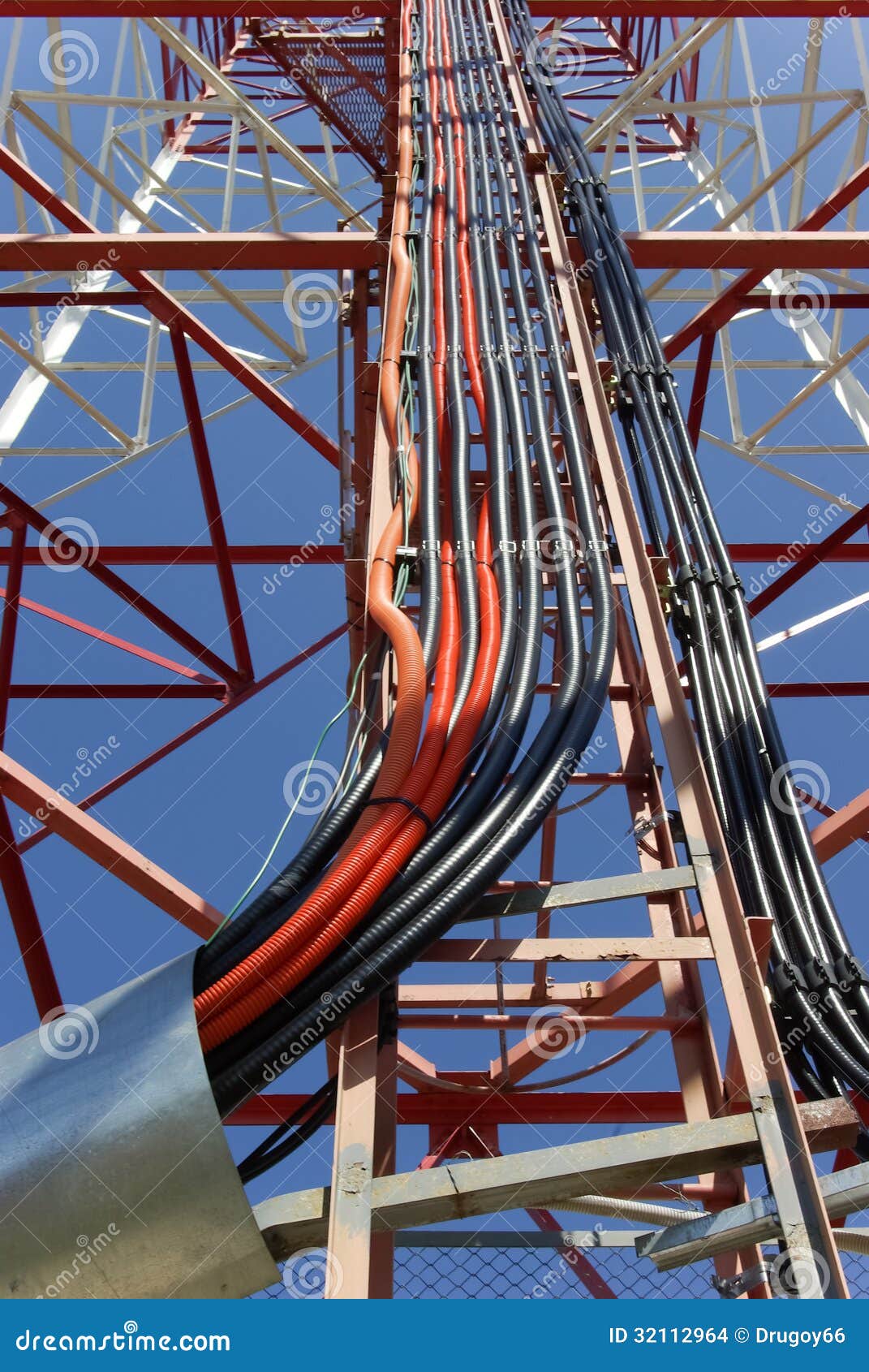 Coaxial Cables on Tower of Communication Stock Photo - Image of cables ...