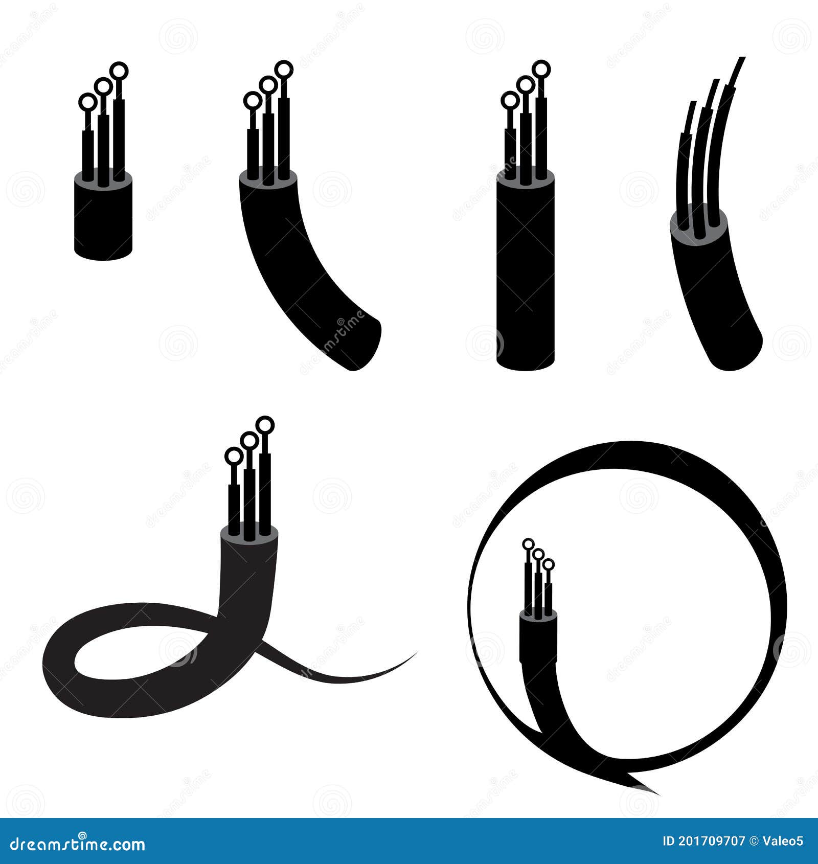 Coaxial Digital Cable Logo Set Isolated on White Background Stock ...