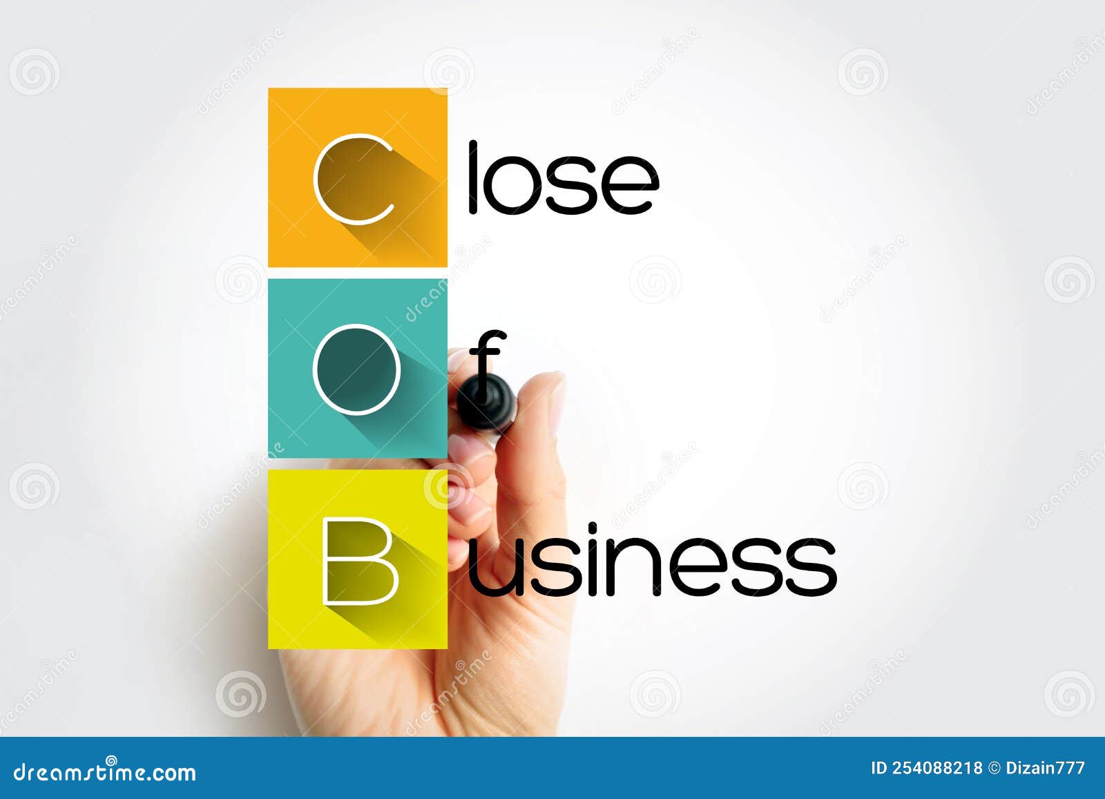 COB Close of Business - End of the Business Day, Acronym Text with ...