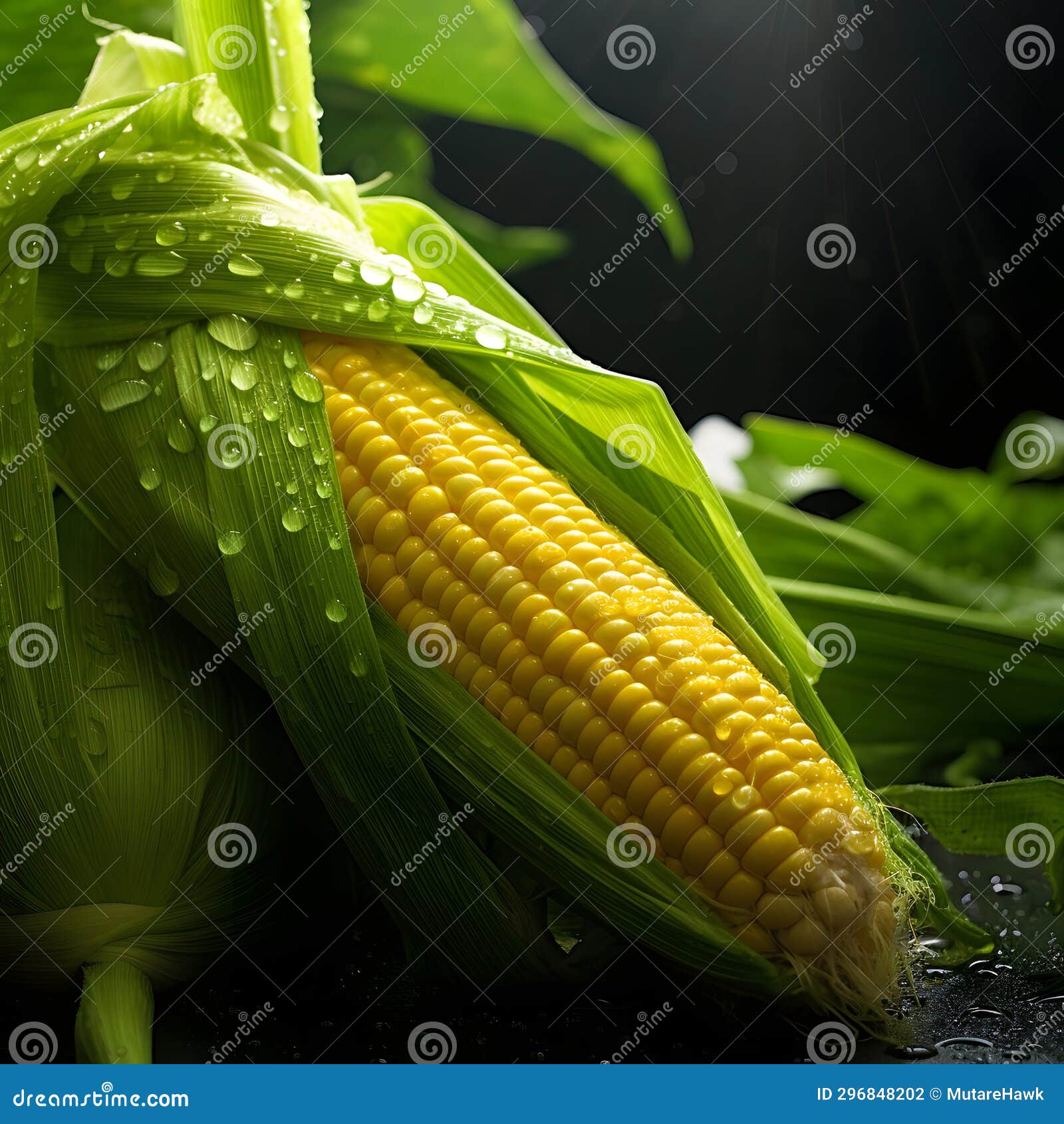 Cob of Corn with Drops of Water. Corn As a Dish of Thanksgiving for the ...