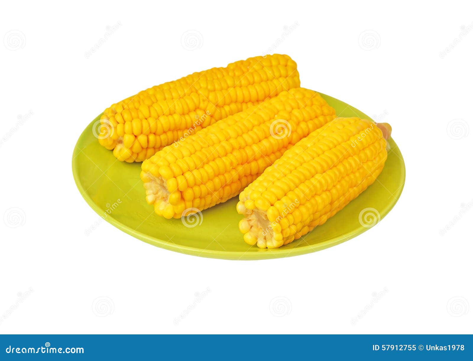 Cob of corn on green plate stock image. Image of cereals - 57912755