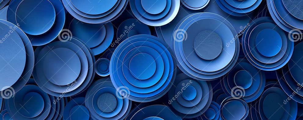 A Cobalt Abstract Background Featuring Smooth, Overlapping Circles in Various Shades of Blue and ...