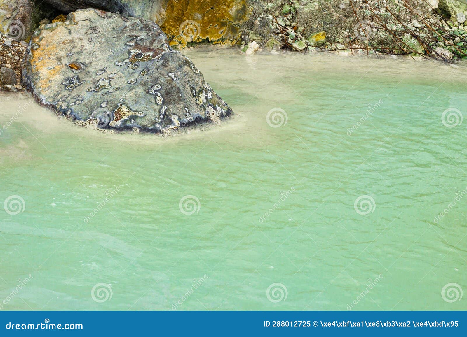 Cobalt Blue Hot Spring with Hot Spring Rock Stock Image - Image of ...