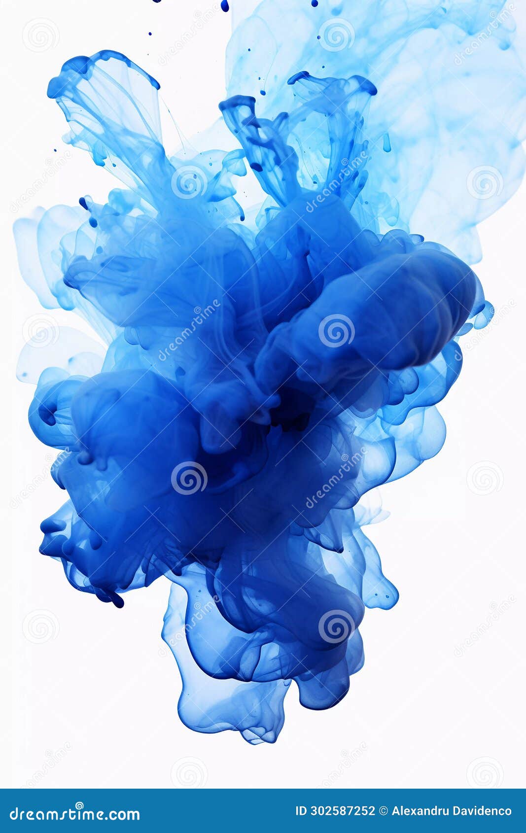 Cobalt Blue Ink in Water Isolated on White Background. Abstract ...