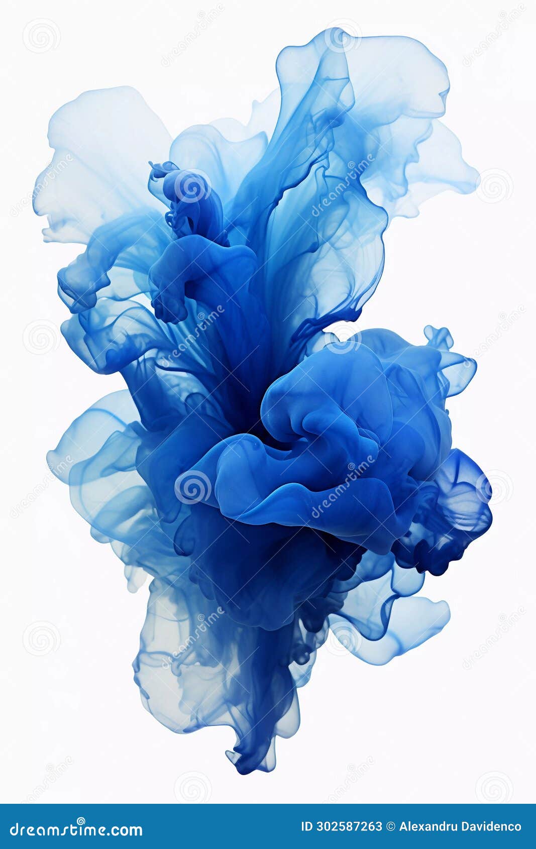 Cobalt Blue Ink in Water on White Background. Abstract Background for ...