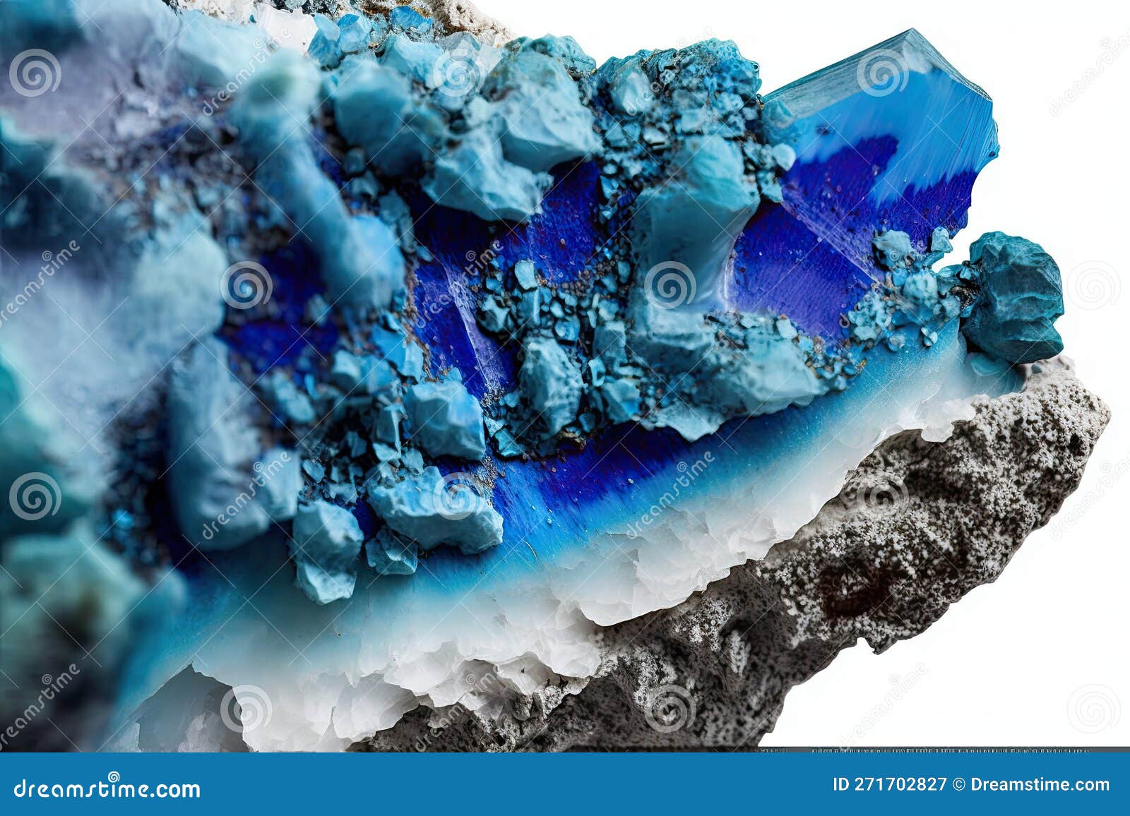 Cobalt Calcite Rock Macro Closeup Against White Background Stock ...