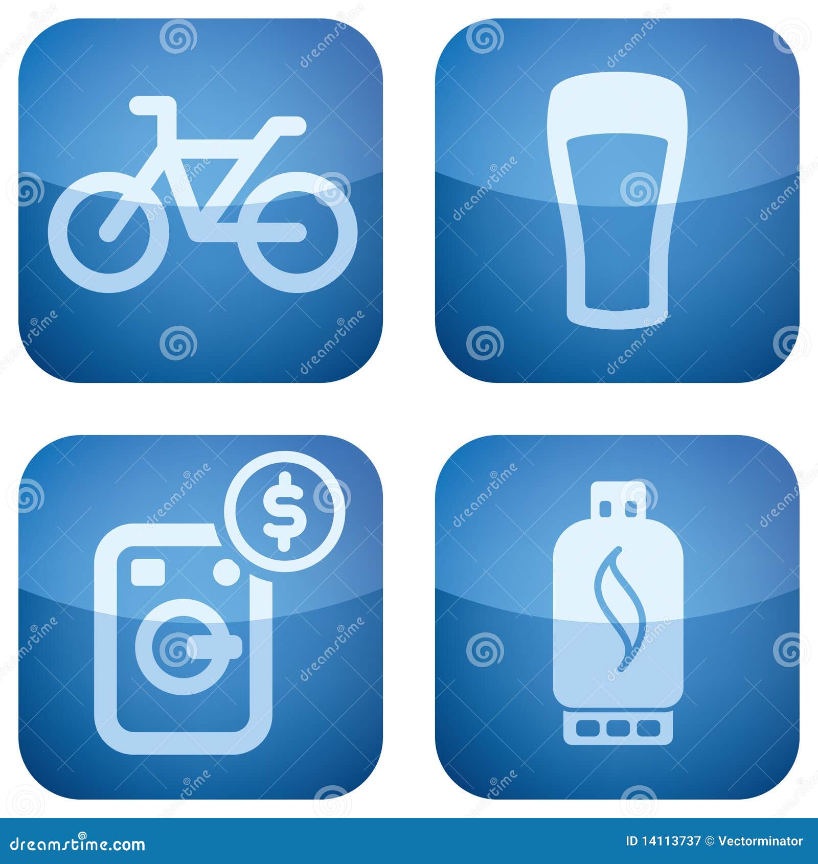 Cobalt Square 2D Icons Set stock vector. Illustration of square - 14113737