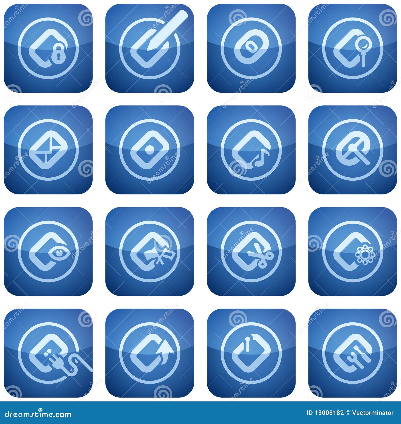 Cobalt Square 2D Icons Set: Computer File Types Stock Vector ...