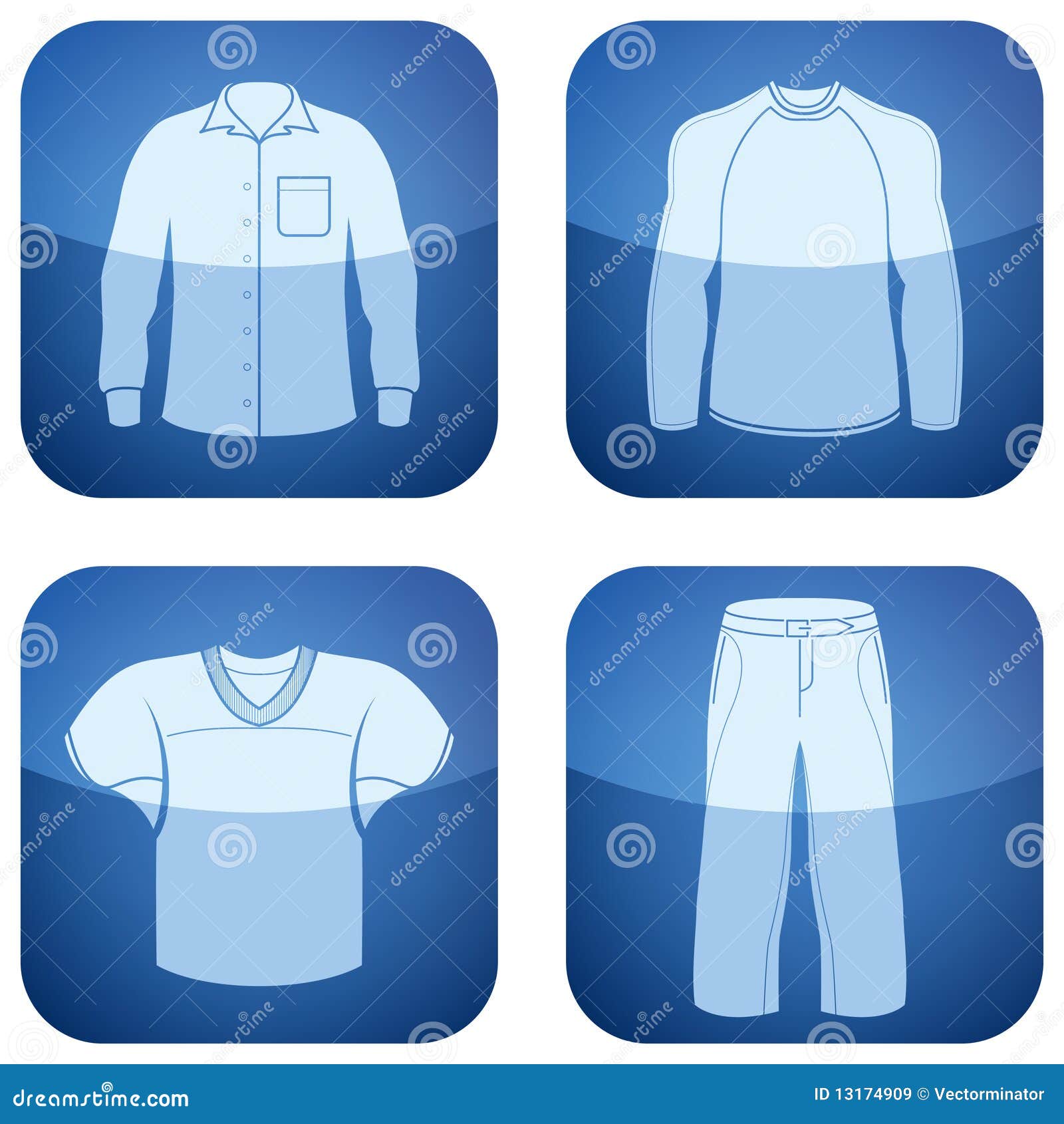 Cobalt Square 2D Icons Set: Man S Clothing Stock Illustration ...