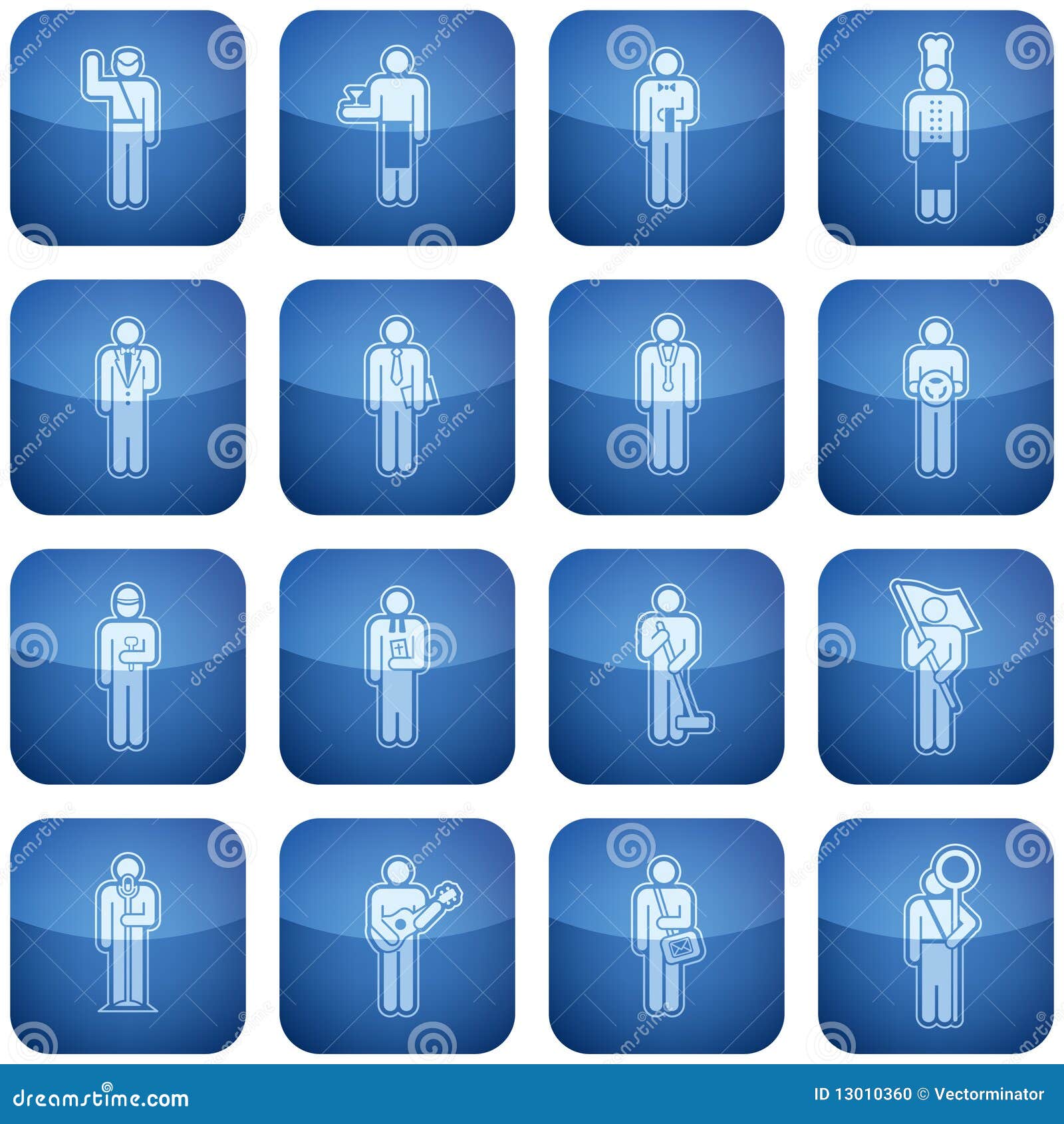 Cobalt Square 2D Icons Set: Occupation Stock Vector - Illustration of ...