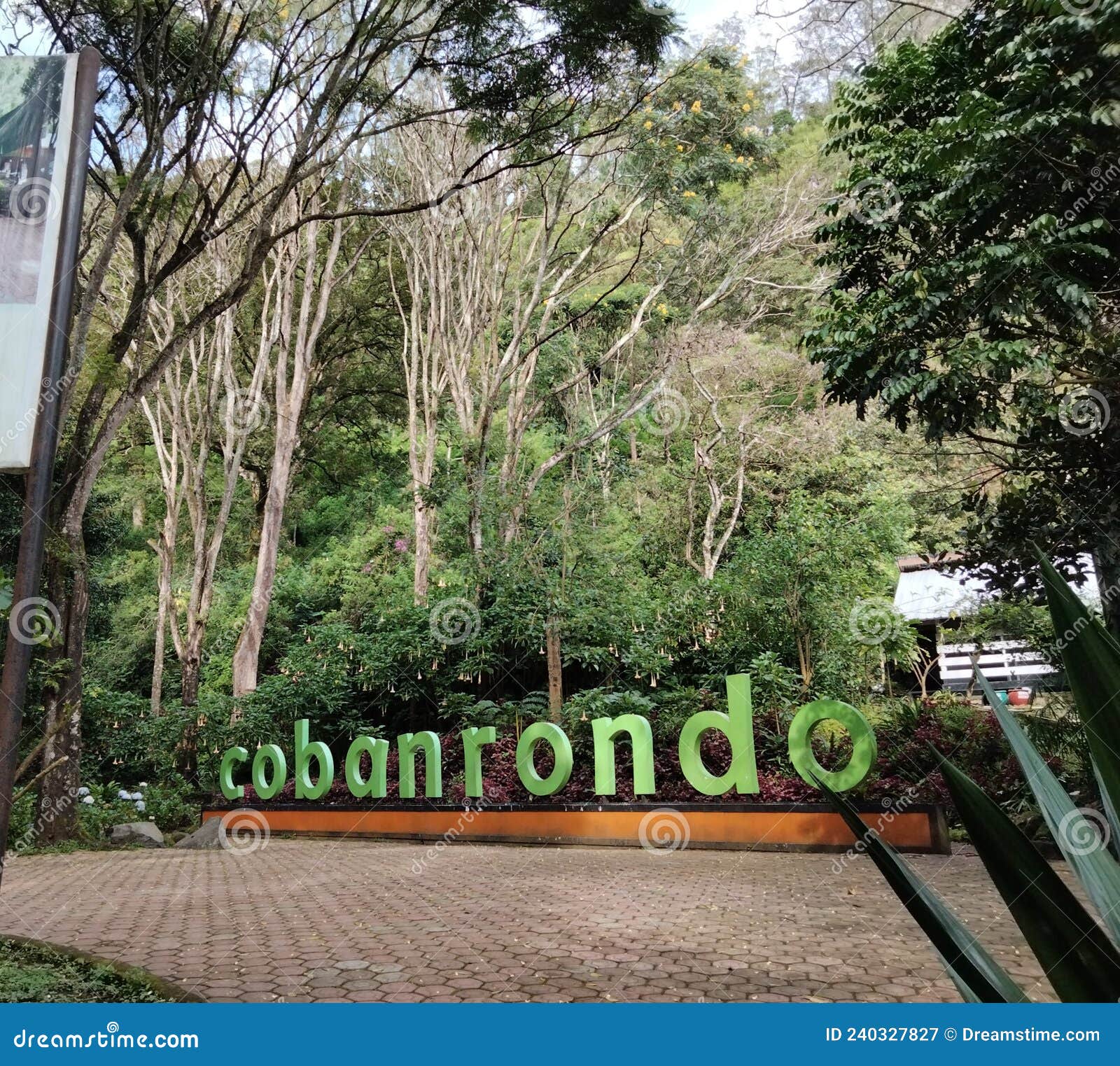 Coban Rondo Waterfall Gate stock image. Image of waterfall - 240327827