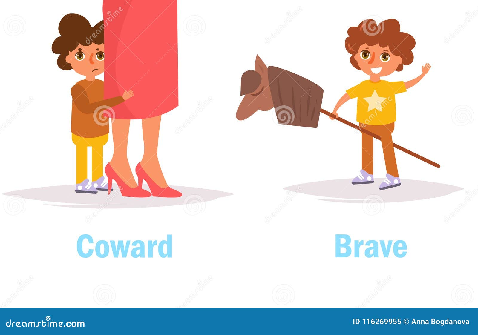 Cobarde Valiente Enfrente De Ilustración del Vector - Ilustración de ...