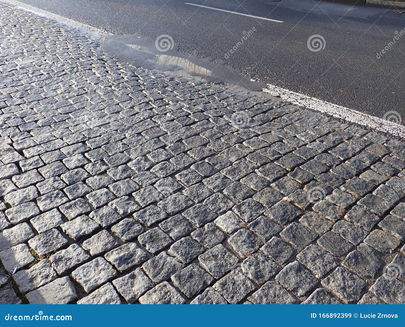 Cobble Pavement Texture Wet after Rain Stock Image - Image of driveway ...