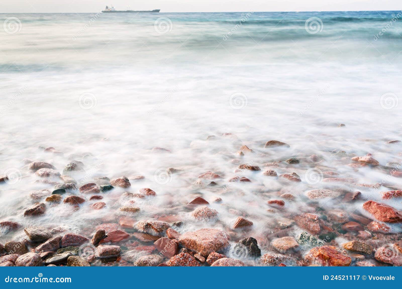 Cobble Stone Beach of Red Sea on Sunset Stock Image - Image of pebble ...