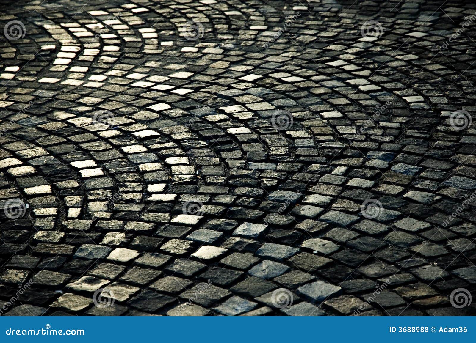 Cobble stone road stock photo. Image of reflection, architecture - 3688988