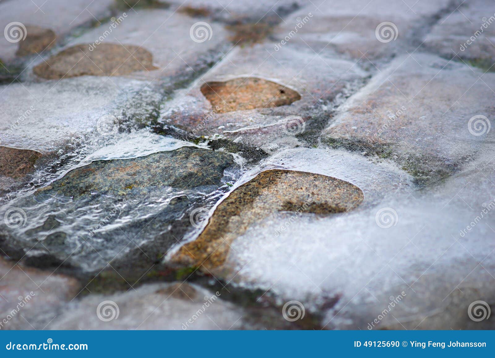 Cobble Stones Covered in Ice Stock Photo - Image of urban, background ...