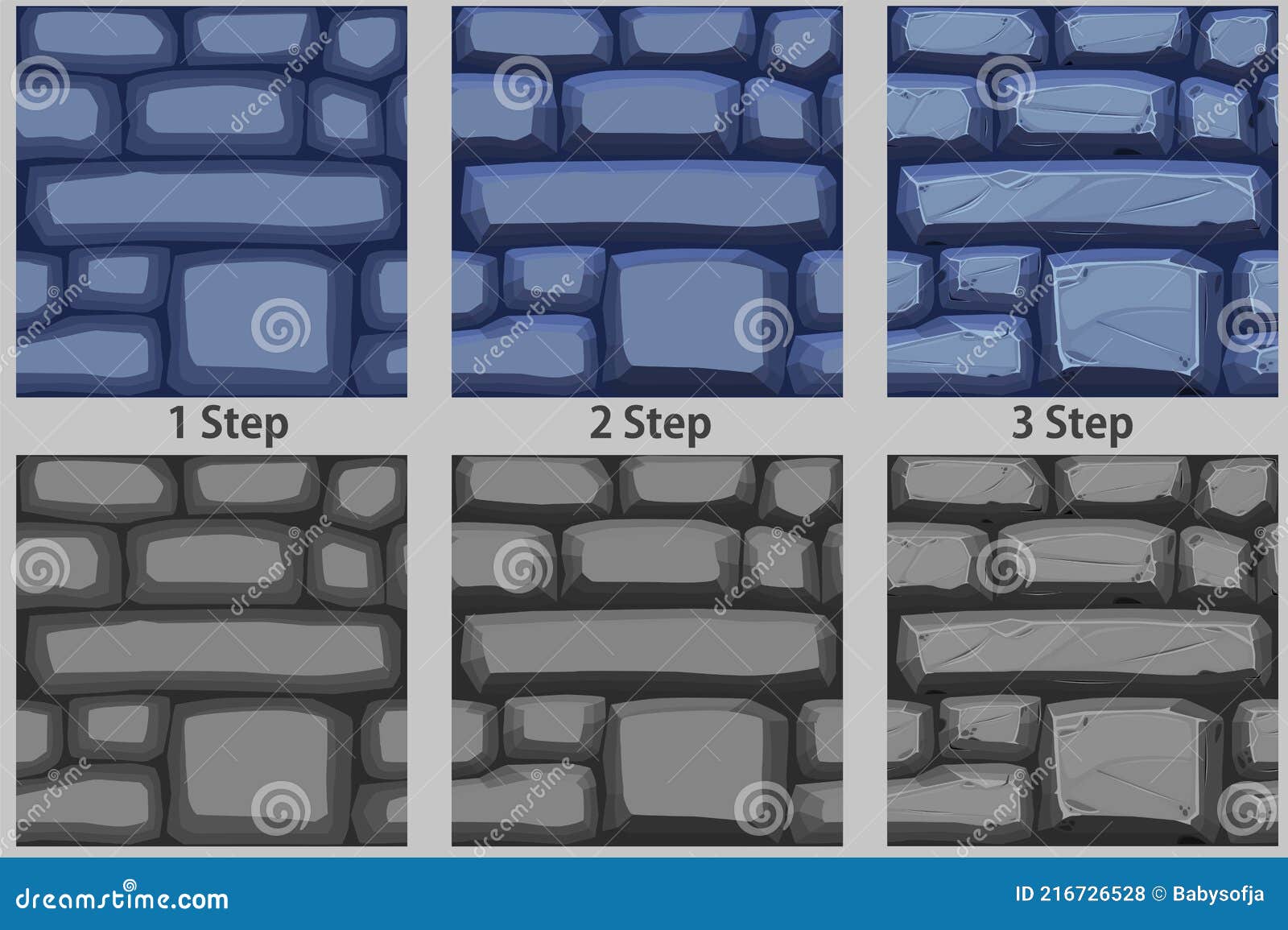 Cobble Stones Seamless Pattern, Drawing Step by Step Texture Paving ...