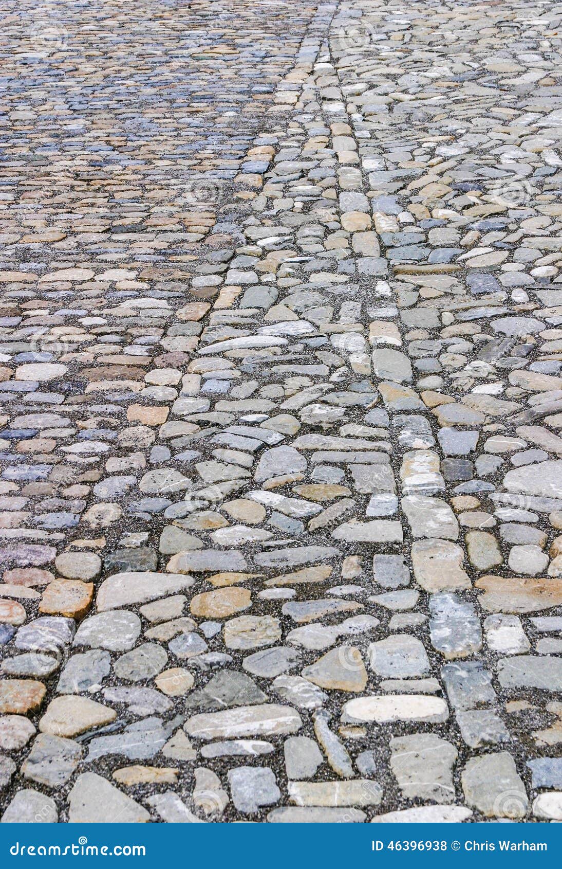 Cobbled or Stone Paved Road Creating a Geometric Pattern from Th Stock ...