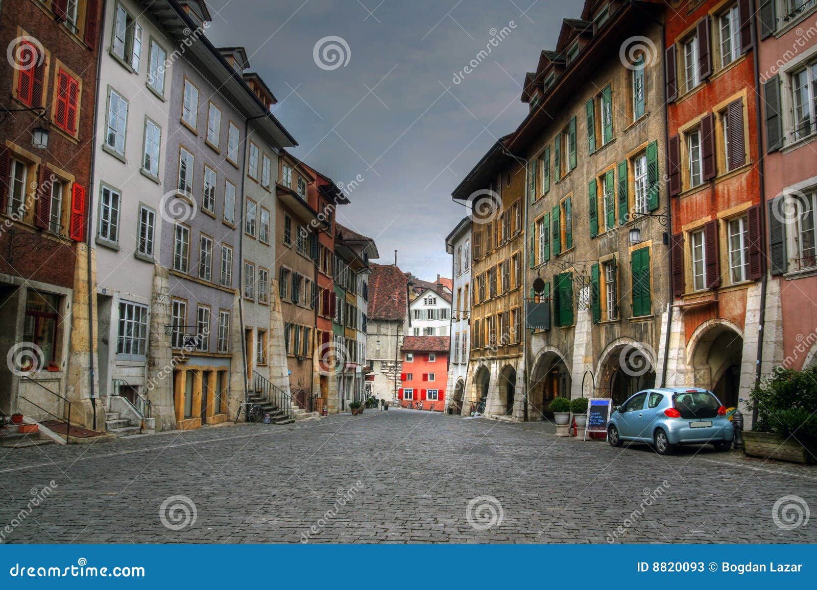 Cobbled Street in Biel (Bienne), Switzerland Stock Image - Image of ...