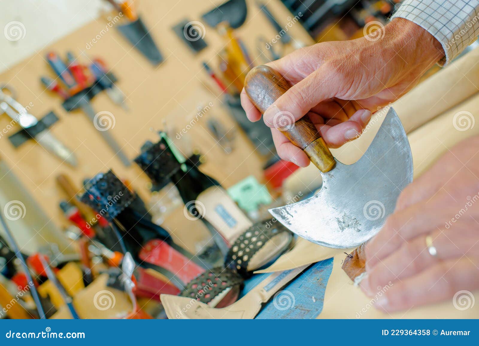 Cobbler at workshop stock photo. Image of professional - 229364358