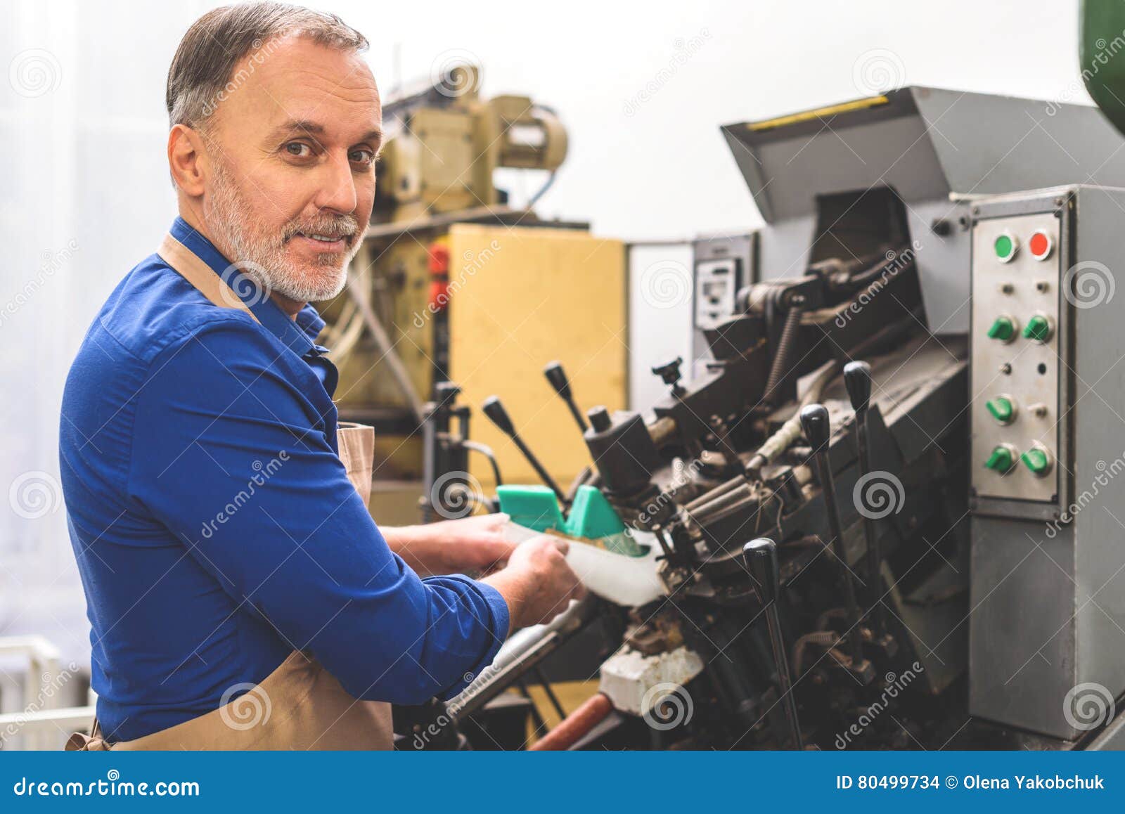 Cobbler Stitching Boots and Looking at Camera Stock Photo - Image of ...