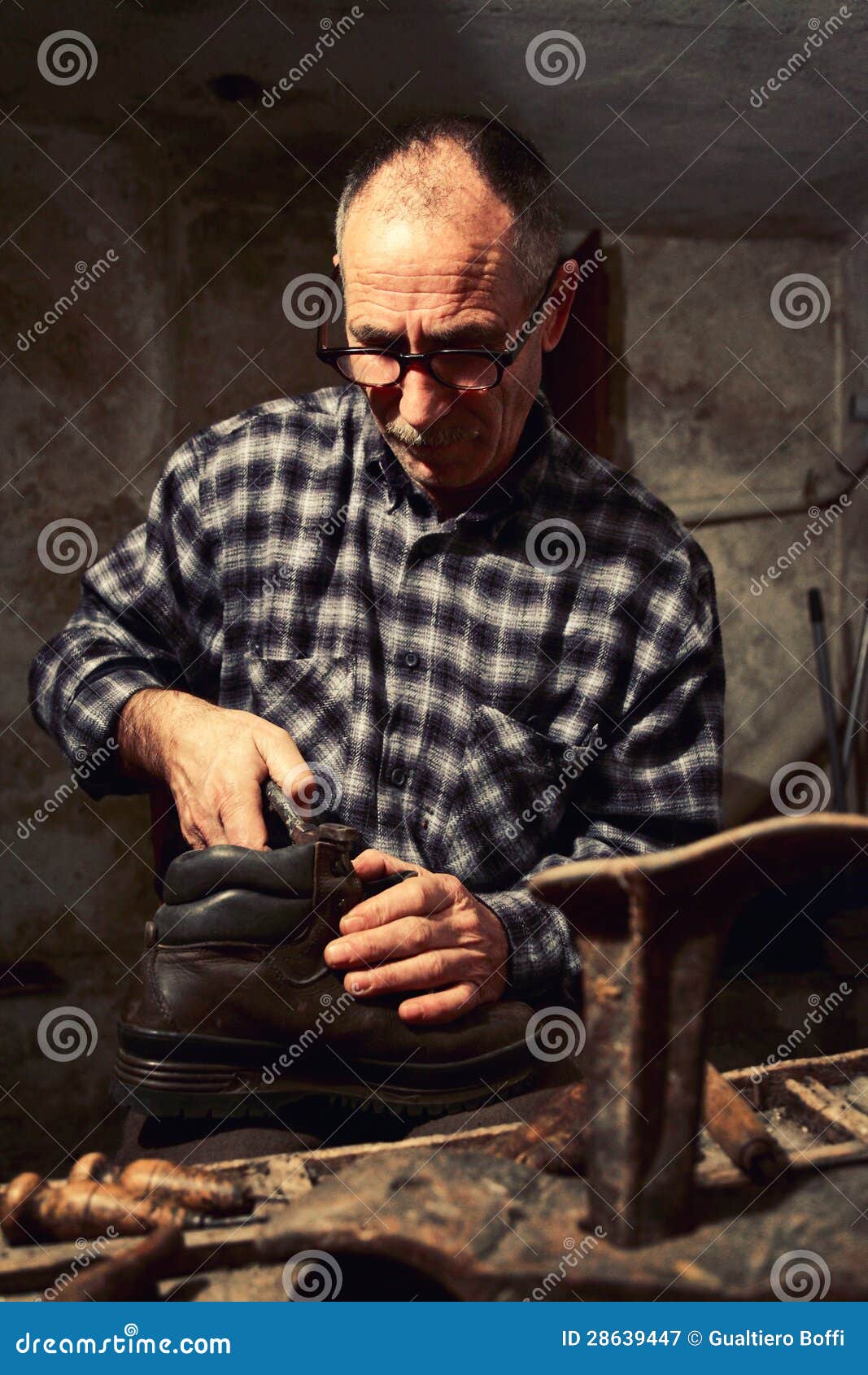 Cobbler at work stock image. Image of shoemaker, handmade - 28639447
