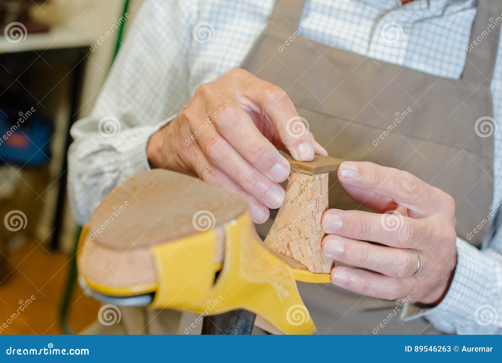Cobbler Working on Shoe Heel Stock Image - Image of leather, replace ...