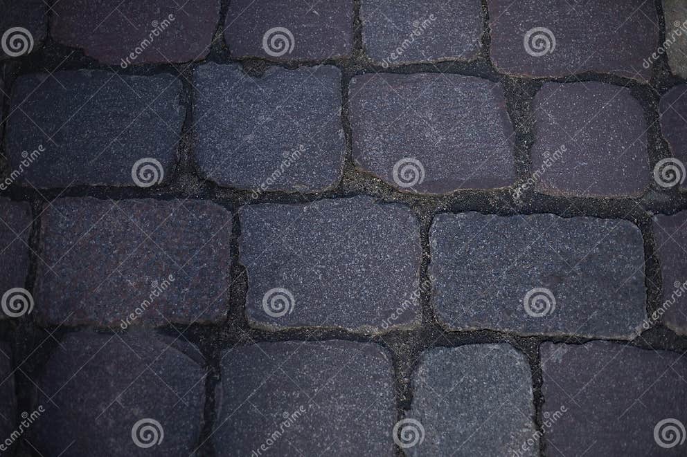 Cobblestone Background. Rectangular Stone Road Elements Stock Photo ...