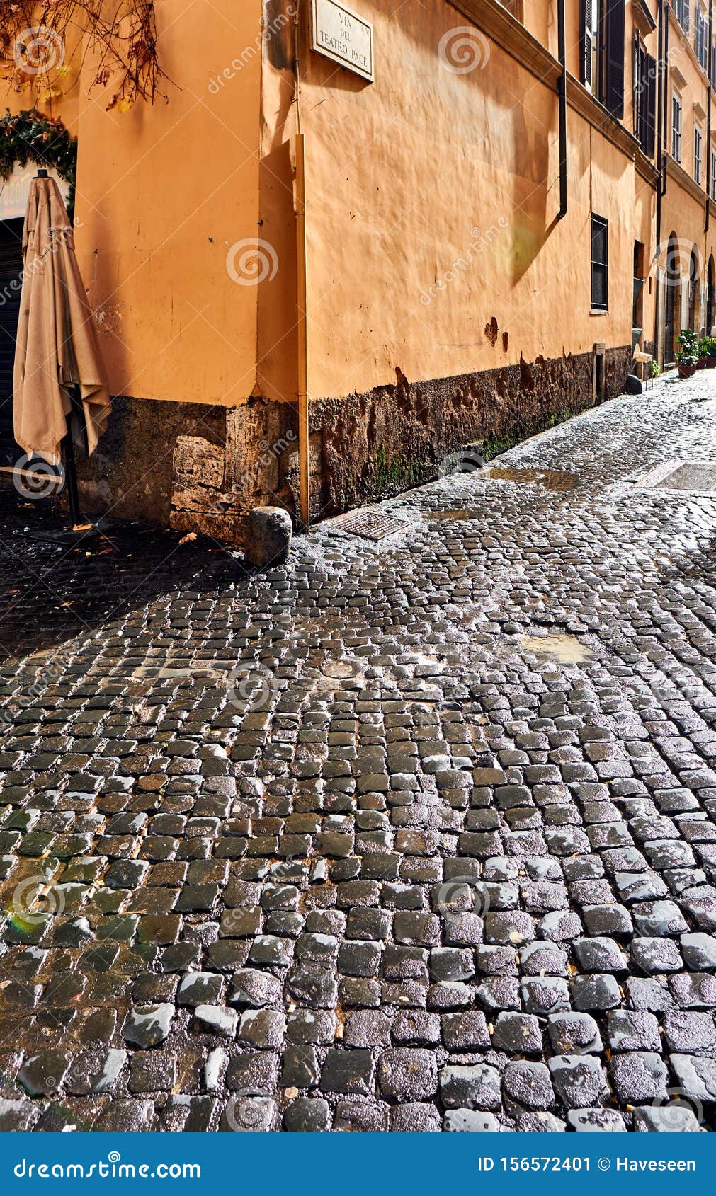 Cobblestone Brick Paved Street in Rome Stock Image - Image of ancient ...