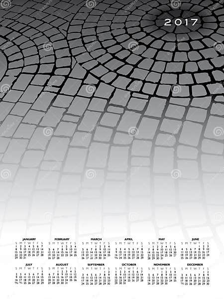 A 2017 Cobblestone Calendar Stock Vector - Illustration of january ...