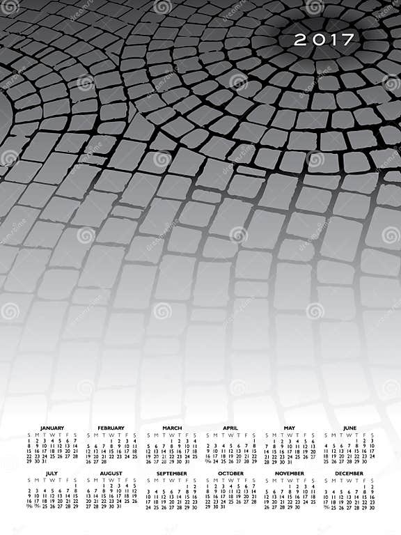 A 2017 Cobblestone Calendar Stock Vector - Illustration of january ...