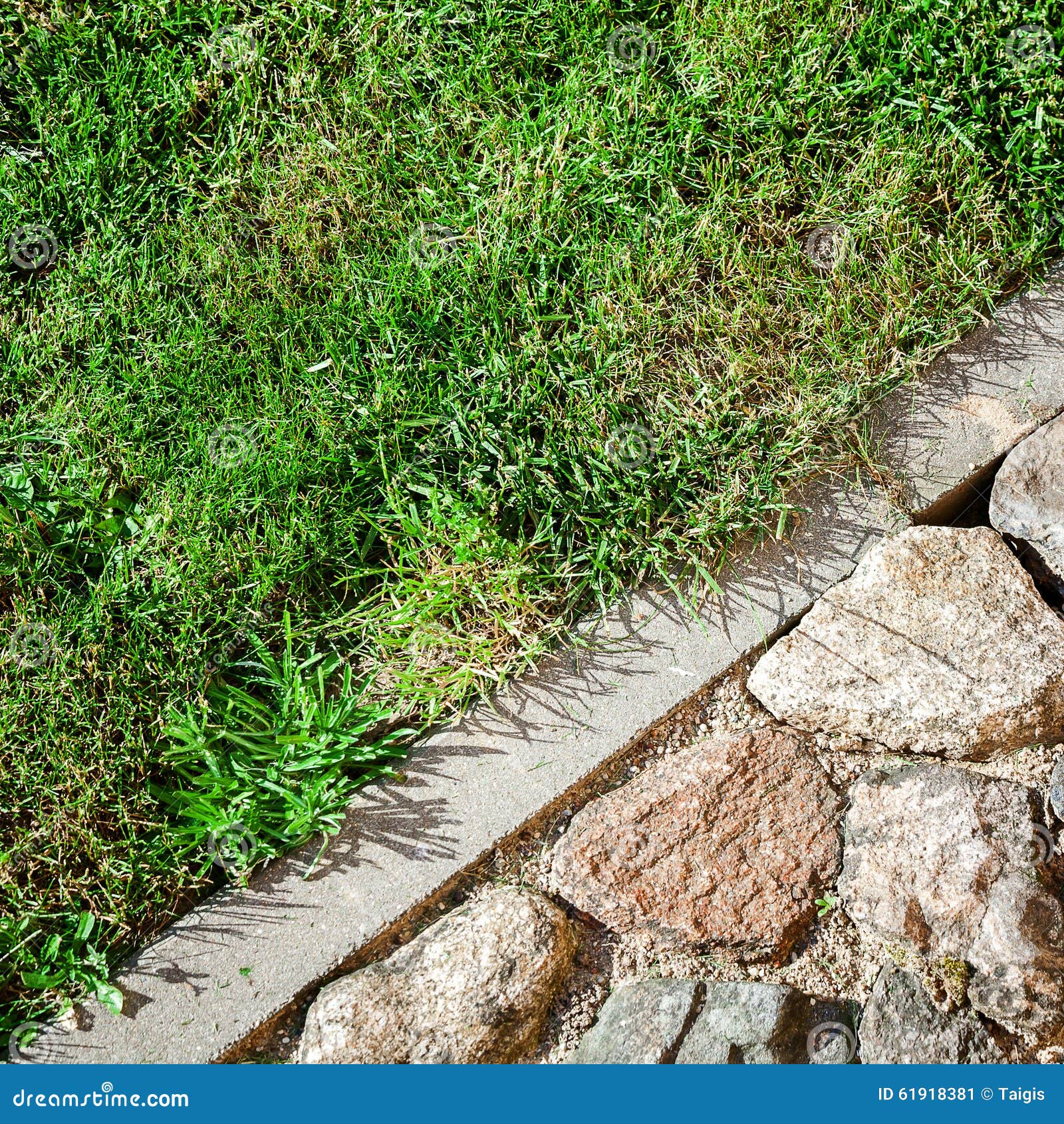 Cobblestone and grass stock image. Image of gray, pavement - 61918381