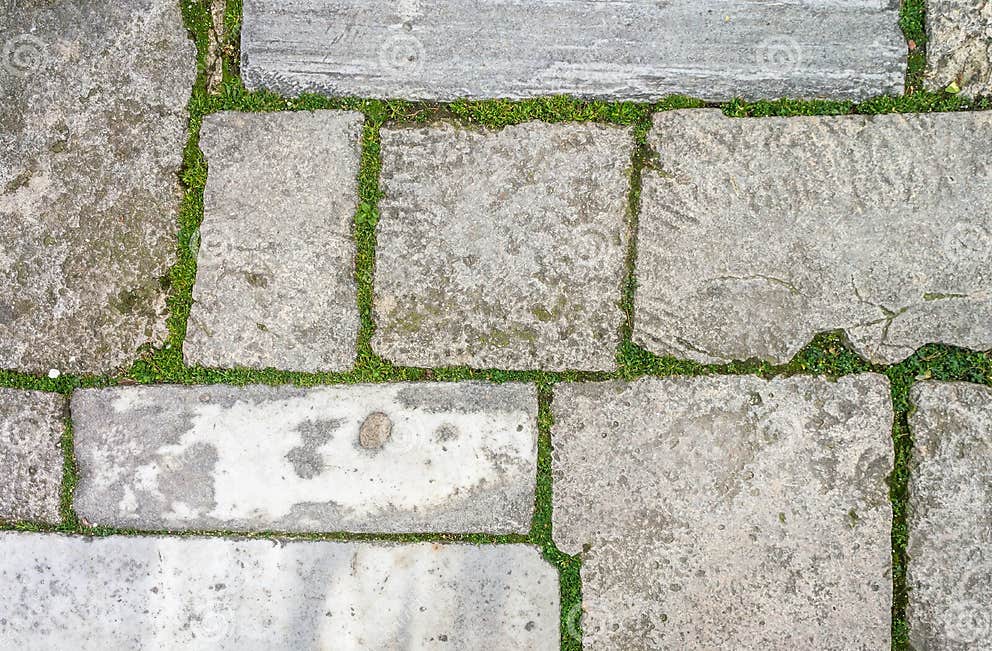 Cobblestone with Grass Texture Stock Photo - Image of closeup, pavement ...
