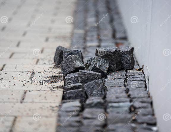 Cobblestone Having Been Broken Uot from the Pattern.. Stock Image ...