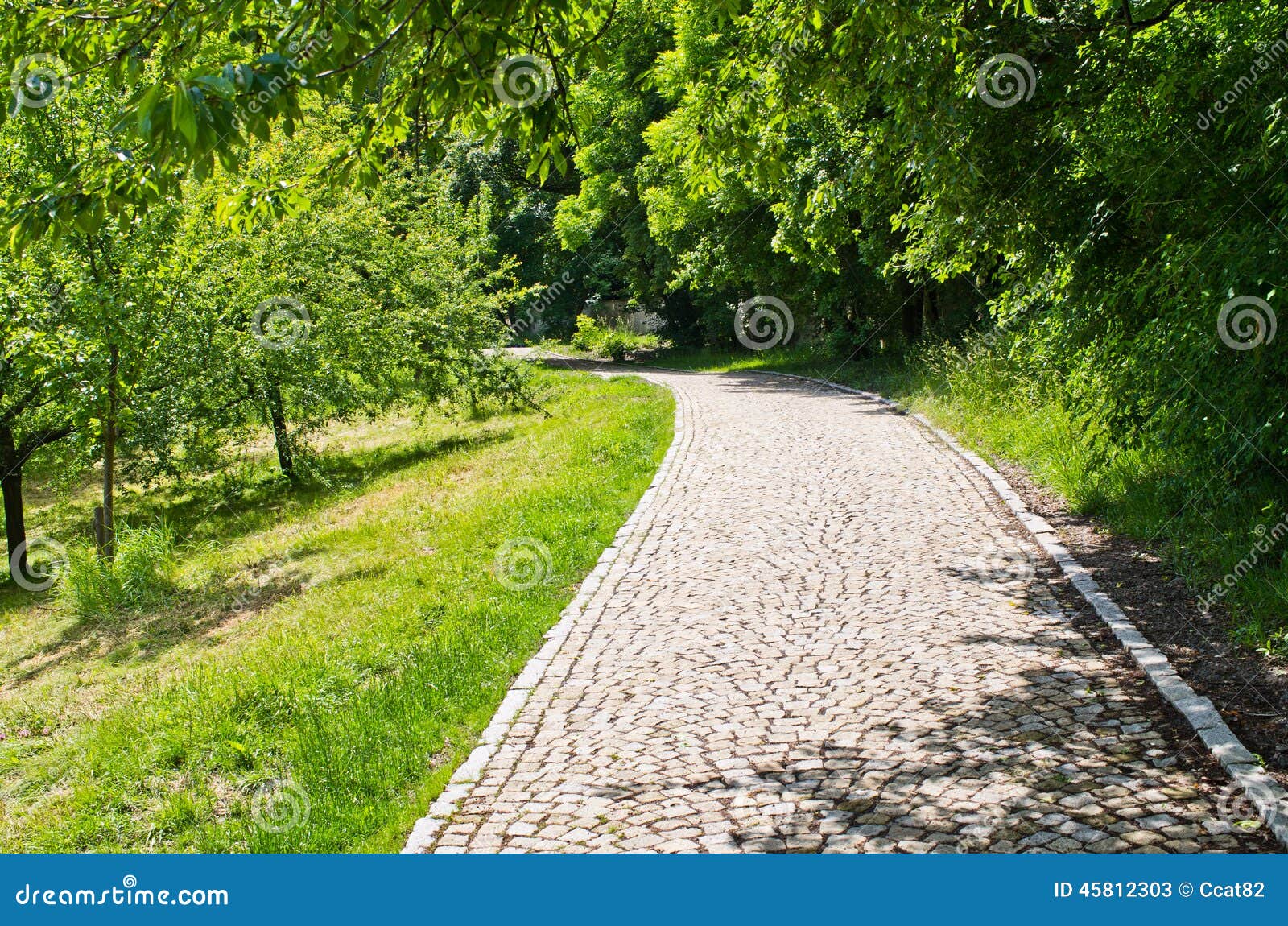 Cobblestone path stock image. Image of block, park, travel - 45812303