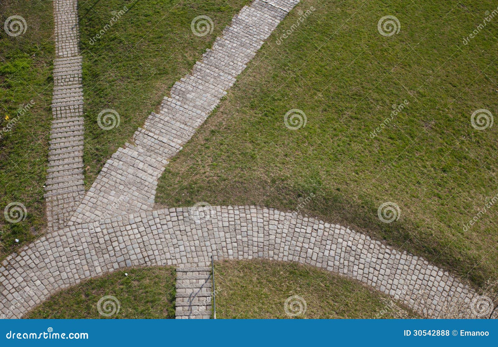 Cobblestone With Grass Texture Stone Path Road Pathway Background Of ...