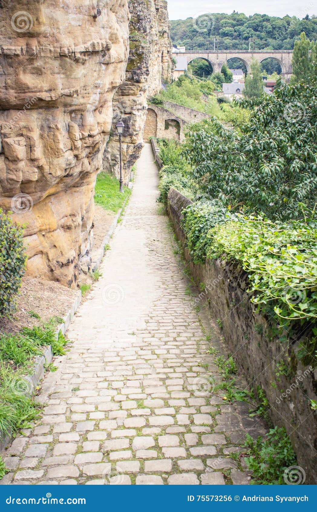 Cobblestone Path in Luxembourg S Grund Valley Stock Photo - Image of ...