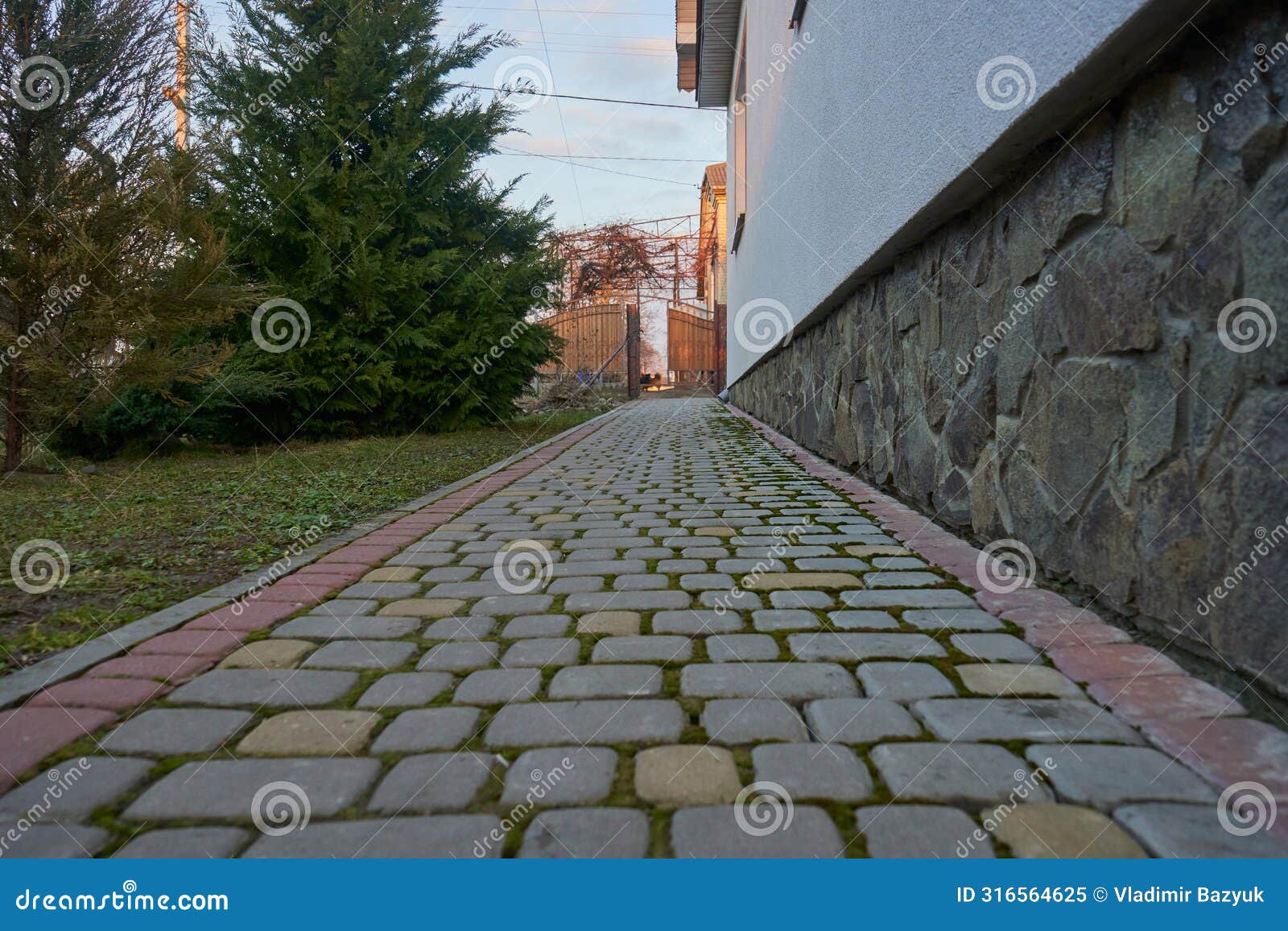 Cobblestone Path, Next To the House is a Cobblestone Path Stock Image ...