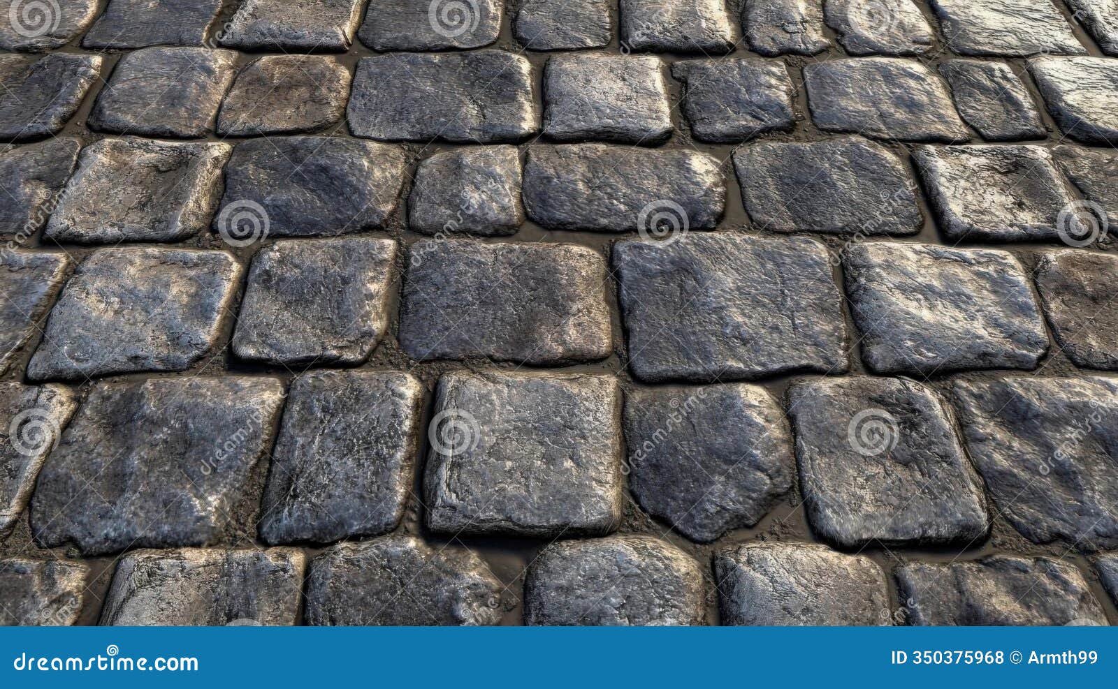 Cobblestone Pathway Shows Wet Stone Surface and Urban Design with ...
