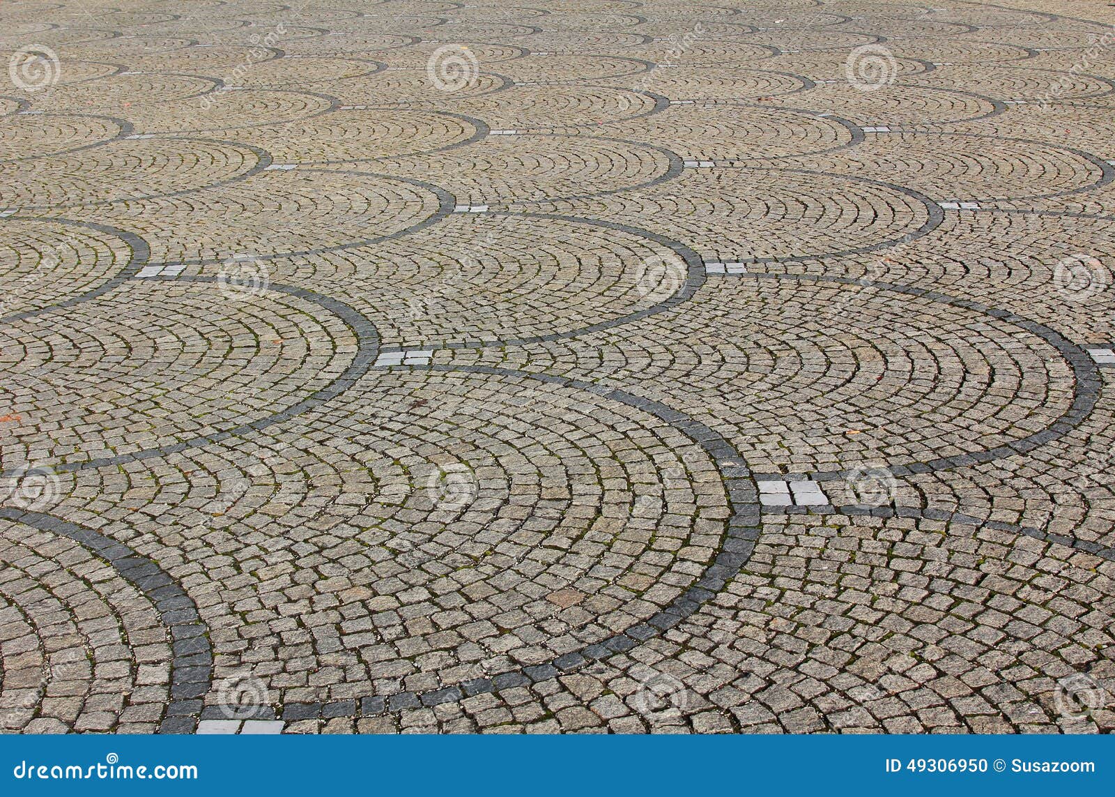 Cobblestone Pavement with Fish Scale Pattern Stock Photo - Image of ...