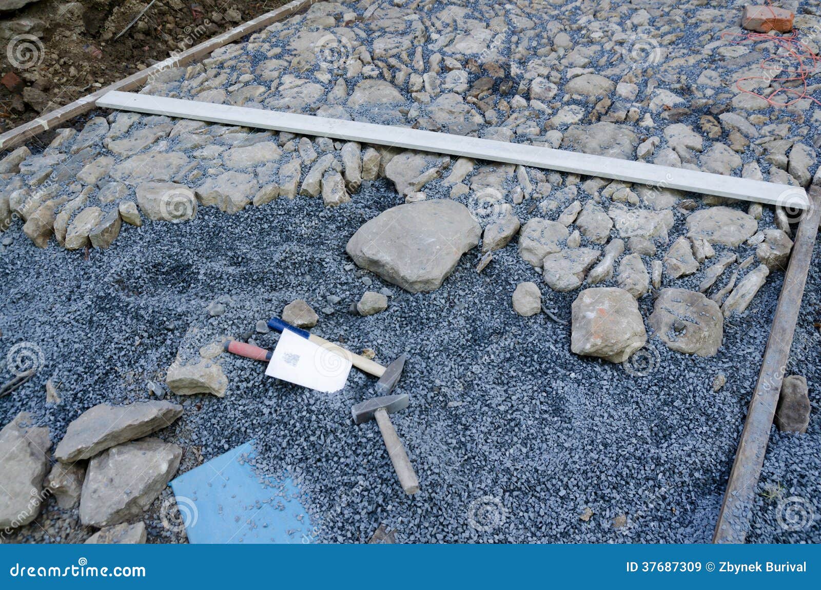 Cobblestone Pavement Installation Stock Image - Image of path, floor ...