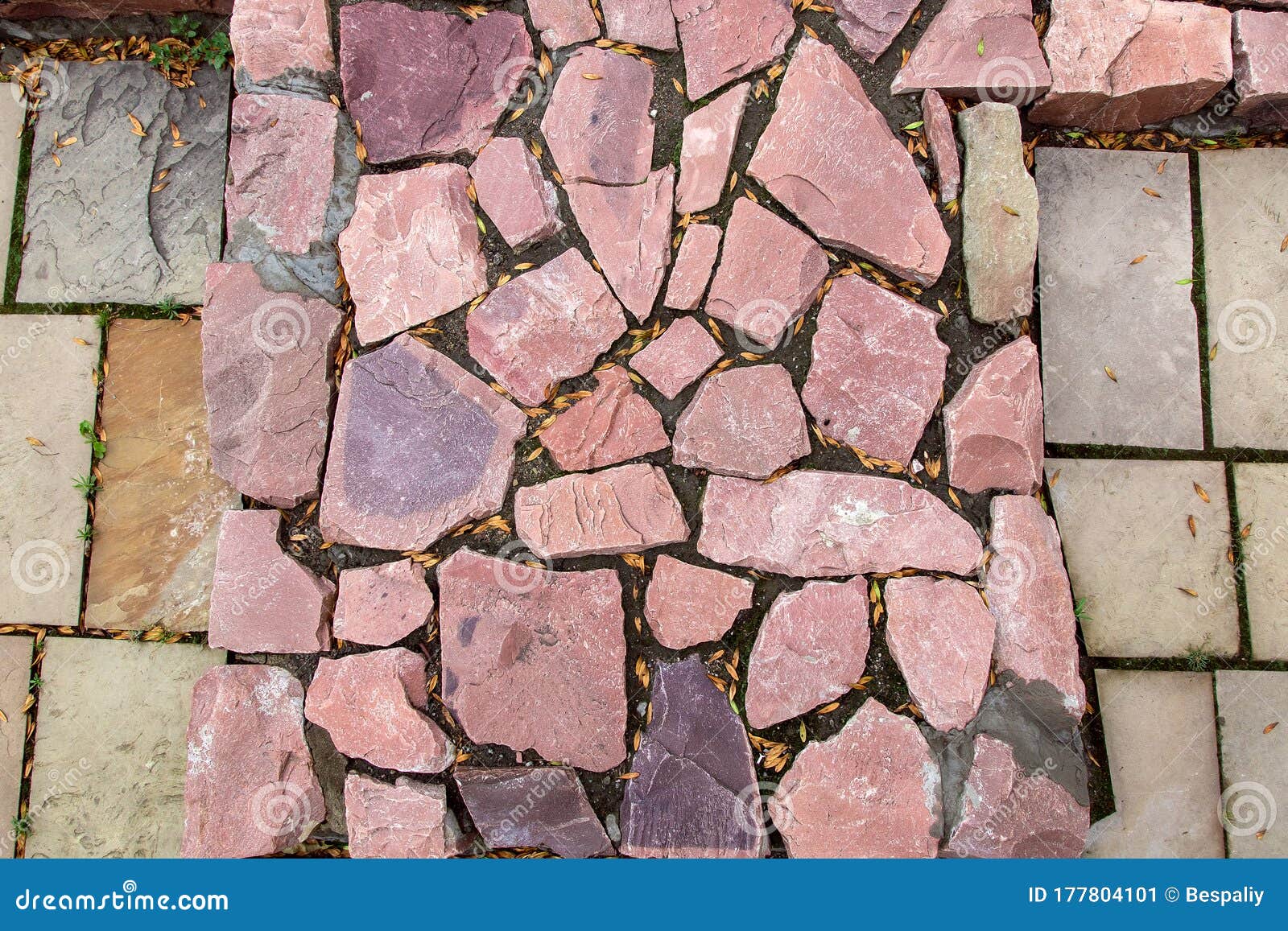 Cobblestone Pavement Made of Red Rough Stone. Stock Image - Image of ...