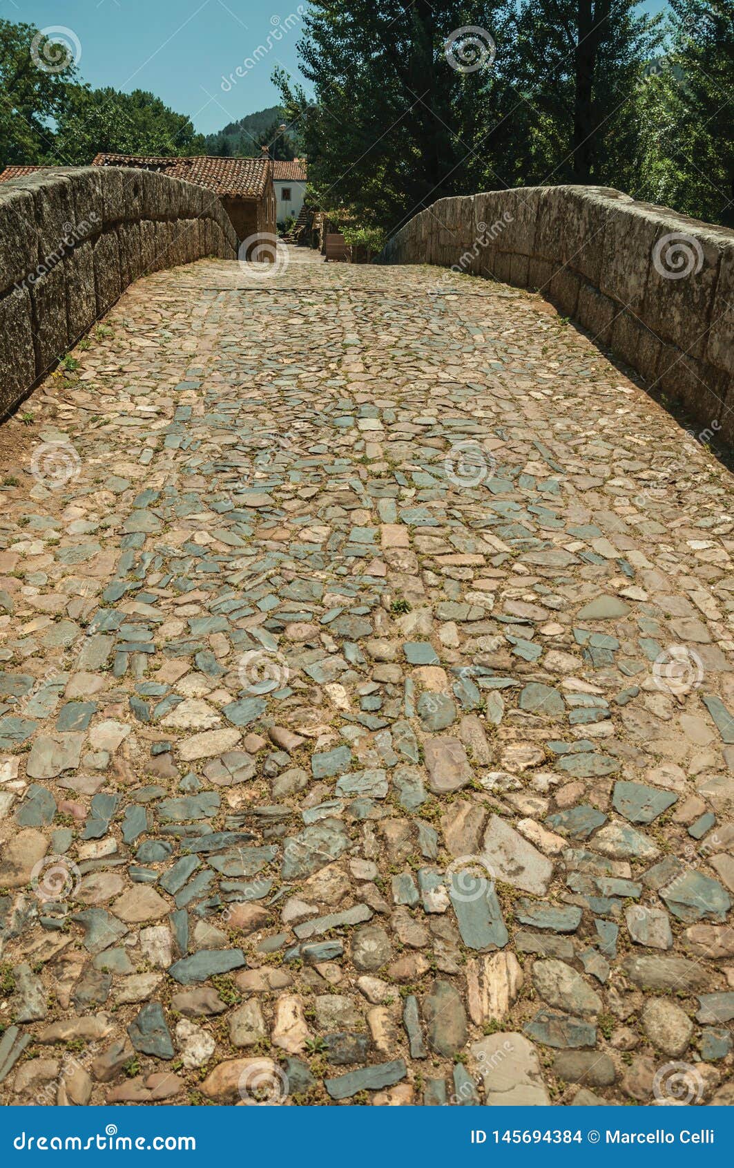 Cobblestone Pavement Over an Old Roman Bridge in Portagem Stock Photo ...