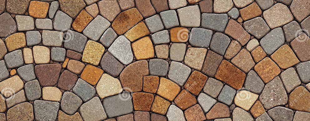 Cobblestone Pavement Texture Rustic Brown Stone Background AI Generated. Stock Illustration ...