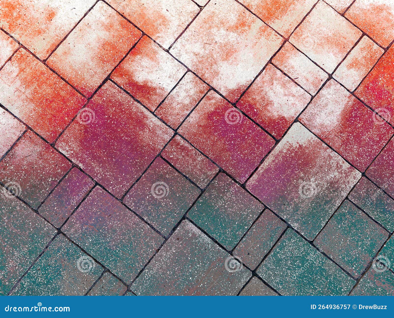 Cobblestone Red Sidewalk Green Stone Brick Pattern Diagonal Driveway ...