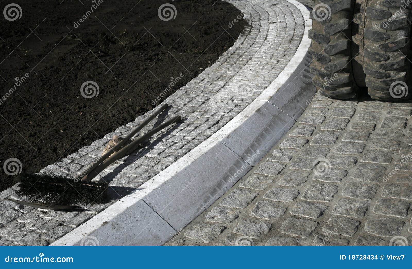 Cobblestone Road Construction Stock Photo - Image of roadway, street ...