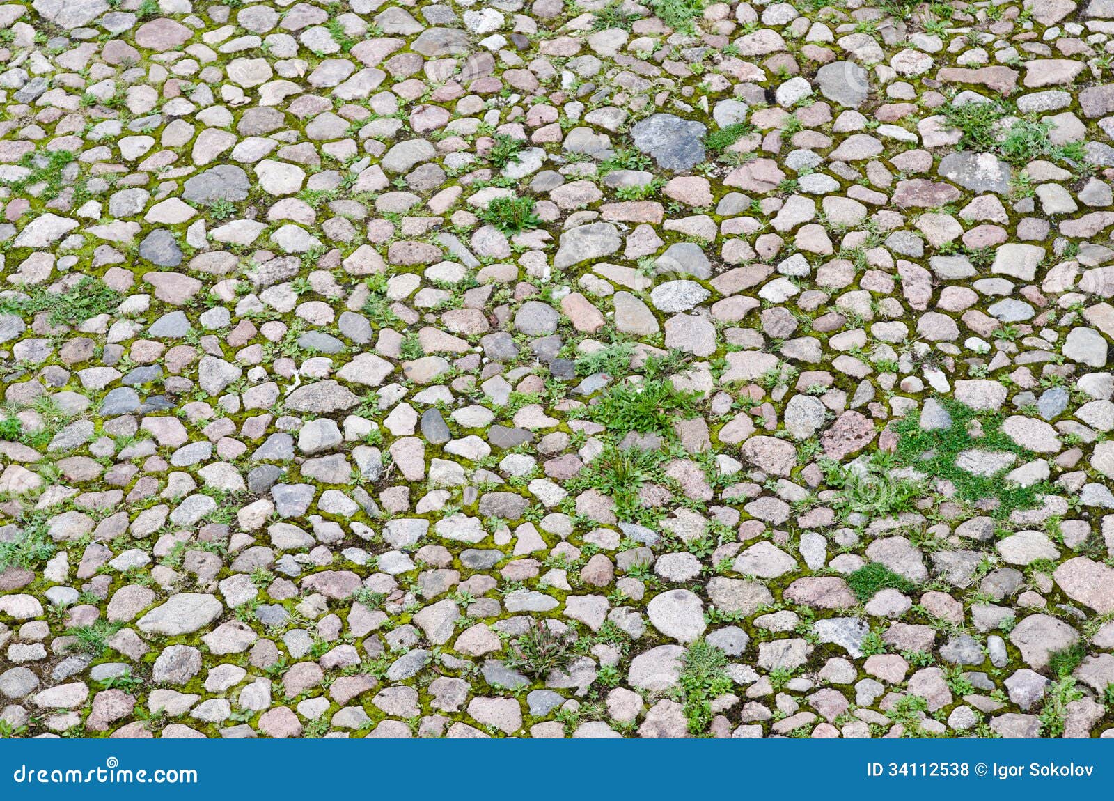Cobblestone road, top view stock photo. Image of hard - 34112538