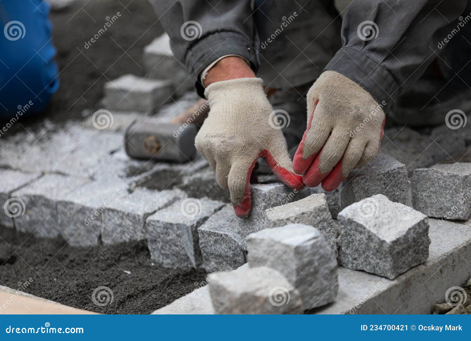 Cobblestone Sidewalk Construction Stock Image - Image of europe ...