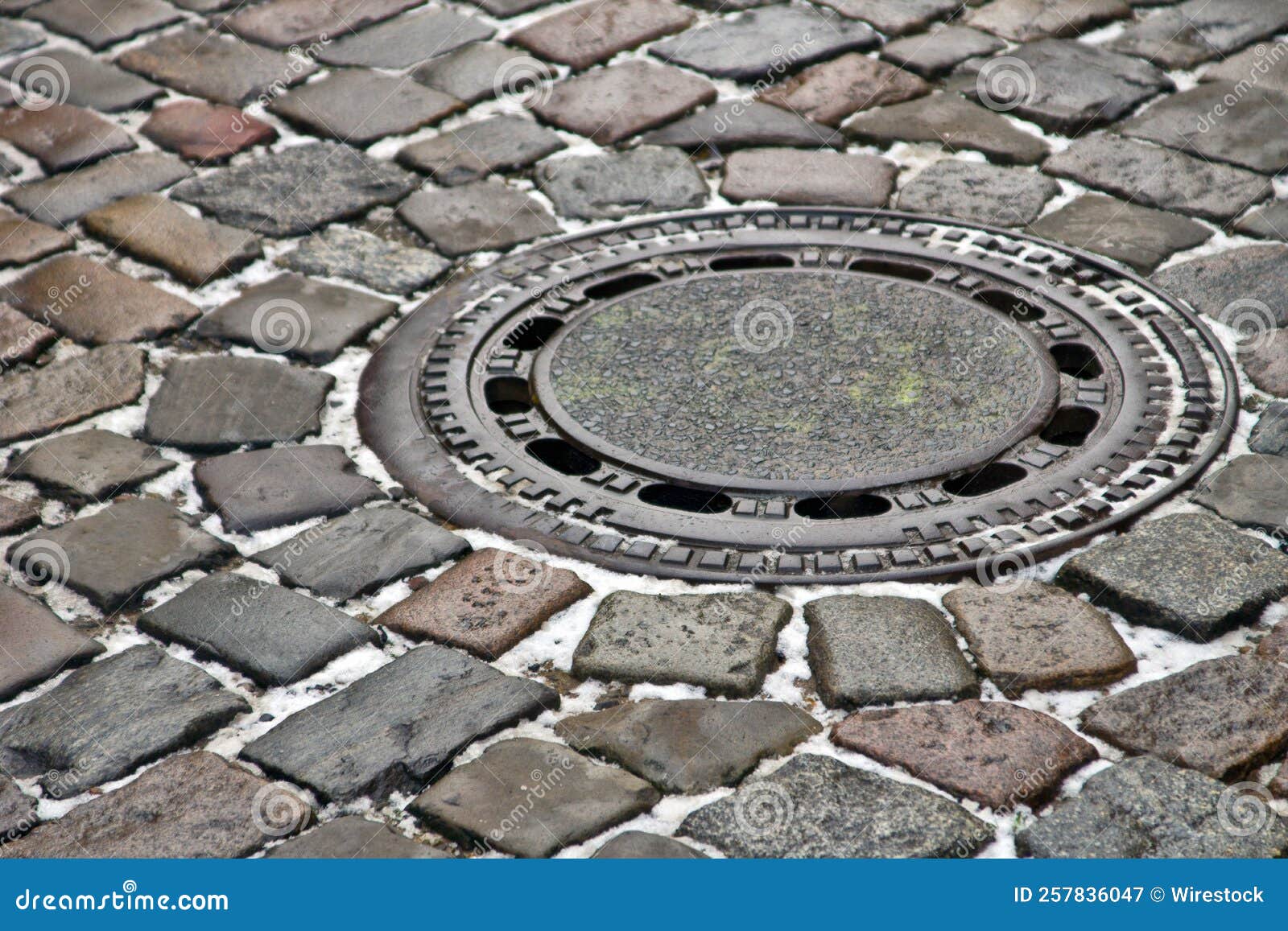A Cobblestone Street with a Drainage Stock Image - Image of street ...