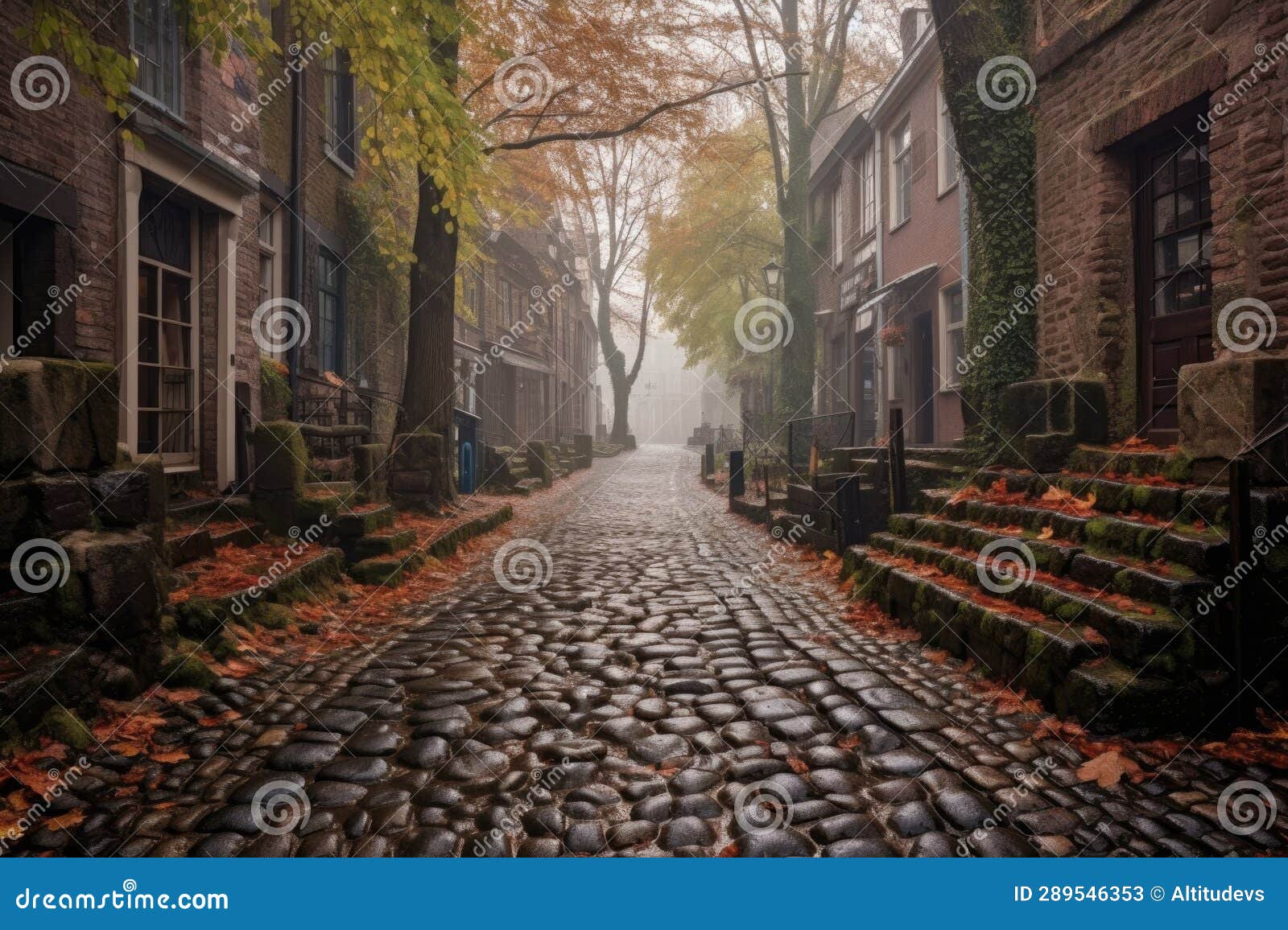 Cobblestone Street Leading To an Old Bridge Stock Image - Image of ...